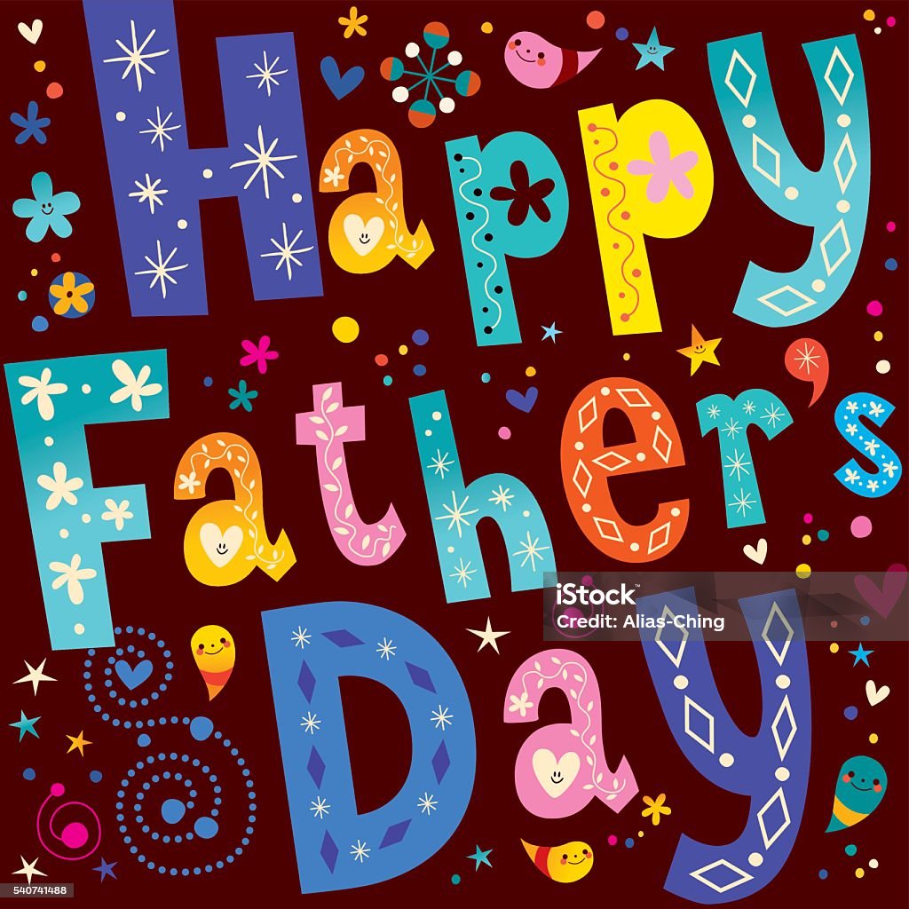 Happy Fathers Day Greeting Card Stok Vektör Sanatı And Baba‘nin Daha