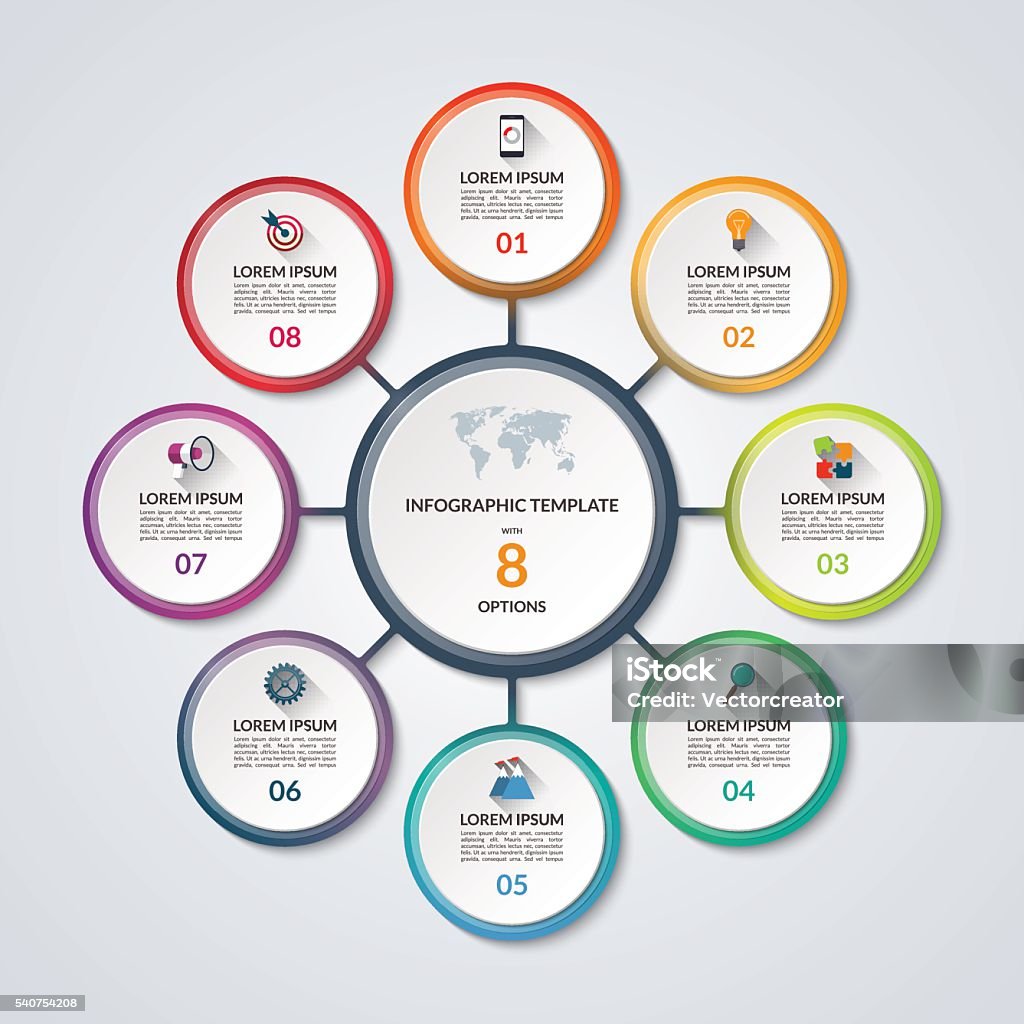 Templat Diagram Lingkaran Infografis Dengan 8 Opsi Ilustrasi Stok ... Templat Diagram Lingkaran Infografis Dengan 8 Opsi Ilustrasi Stok ...