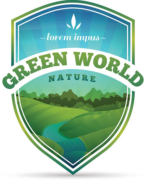 Hexagon Nature Badge With Trees and a Sun – Free Nature Stock