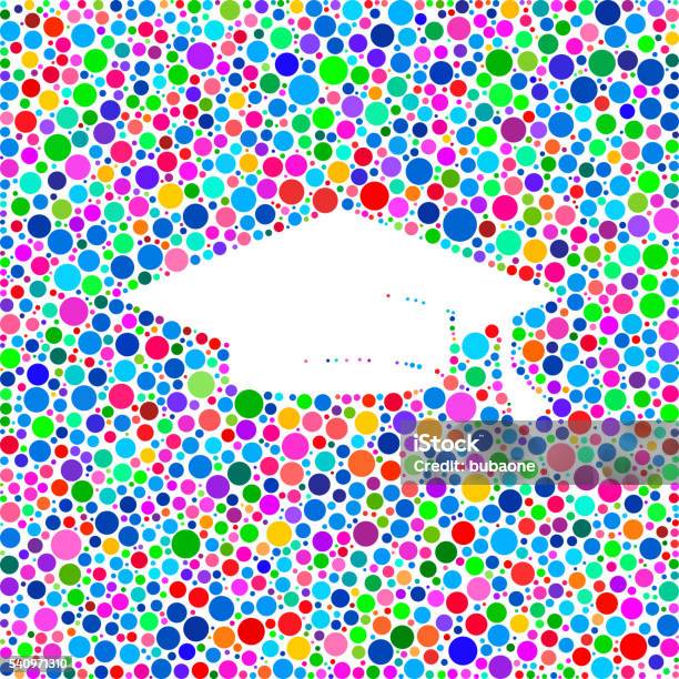 Graduation Cap Icon On Color Circle Background Pattern向量圖形及更多四方帽圖片 Istock