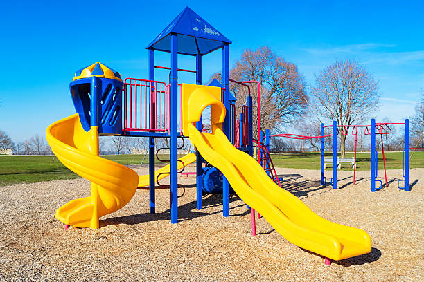 Free Stock Photo of Blue and Yellow Playground With Slide | Download ...