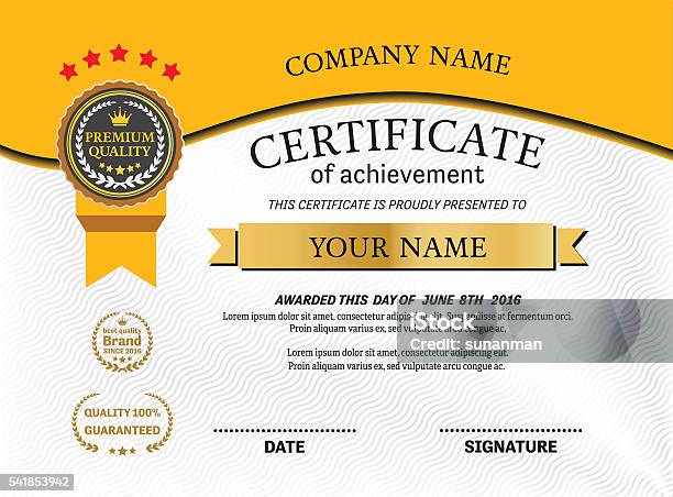 Gold Medal Certificate Diploma Template Vector Illustration Design向量圖形及