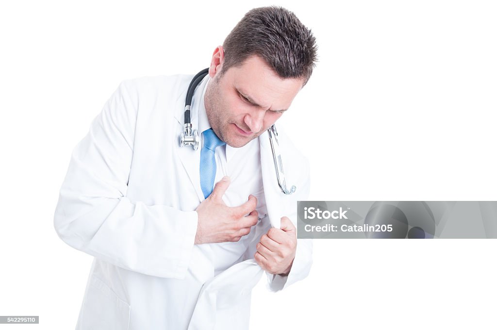 Male Medic Or Doctor Grabbing Chest Like Having Heart Attack Stock ... Male Medic Or Doctor Grabbing Chest Like Having Heart Attack Stock ...