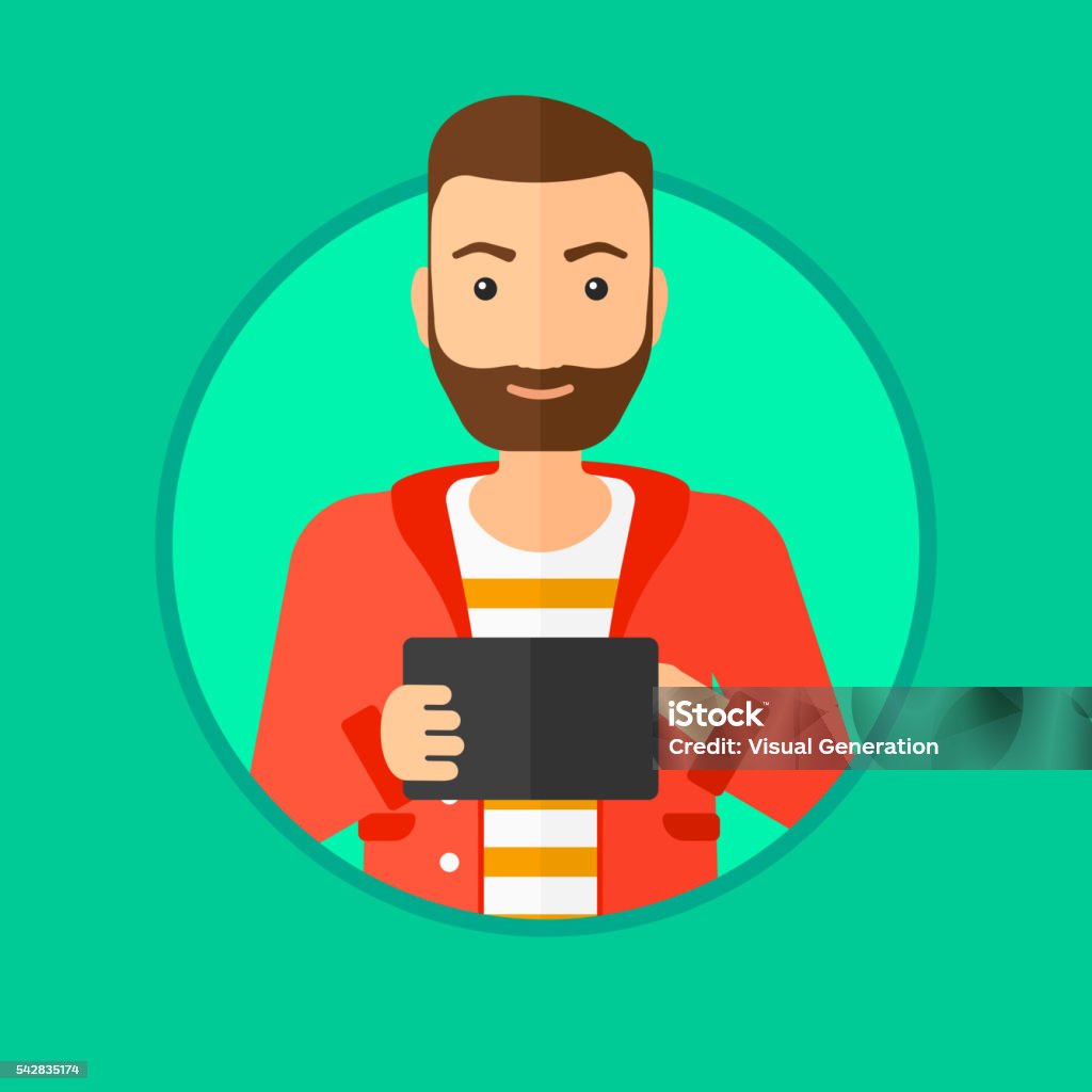 Man Using Tablet Computer Stock Illustration Download Image Now