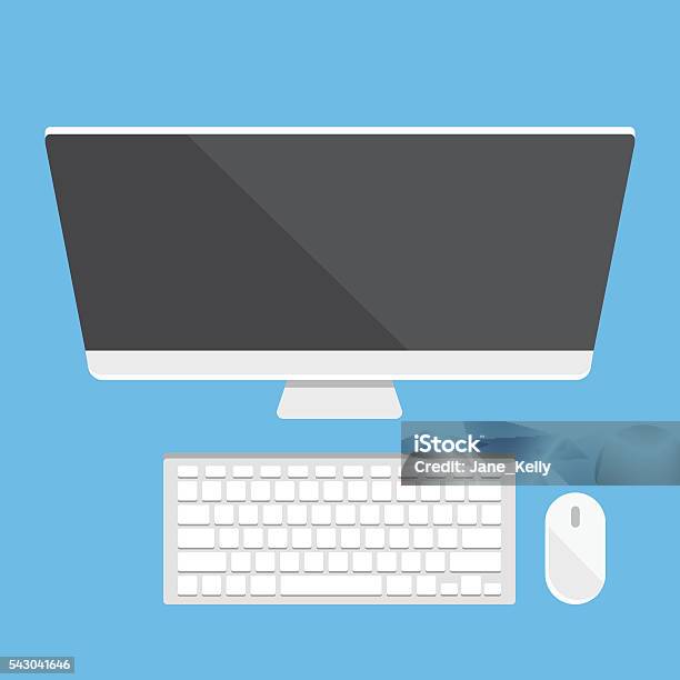 Komputer Mikro Tampilan Atas Tampilan Komputer Keyboard Mouse Ilustrasi
