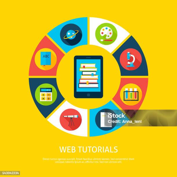 Tutorial Web Konsep Infografis Datar Ilustrasi Stok Unduh Gambar