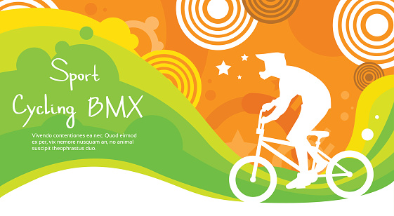 Bmx 자전거타기 선수 스포츠 대회 색상화 배너입니다 개념에 대한 스톡 벡터 아트 및 기타 이미지 개념 개념과 주제 벡터