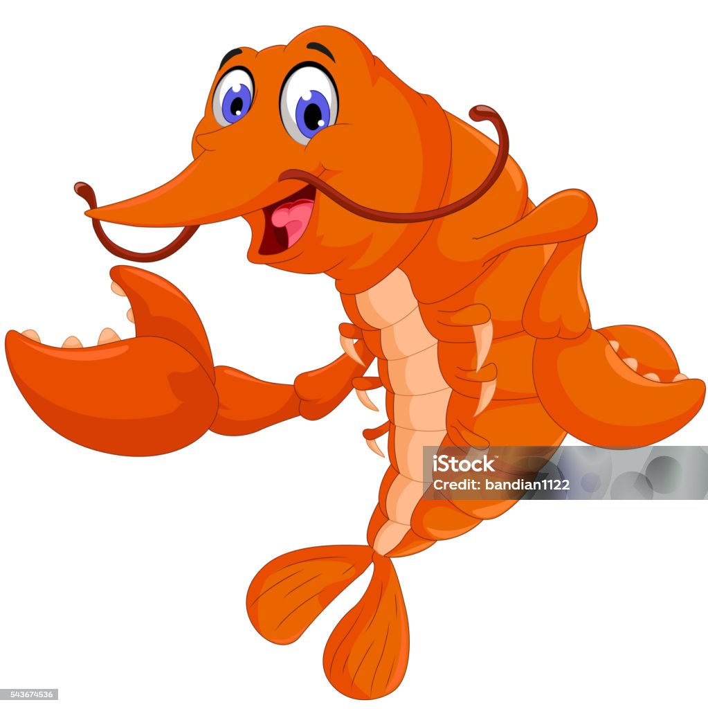 Crevettes Joli Posant De Dessin Animé Vecteurs Libres De Droits Et Plus
