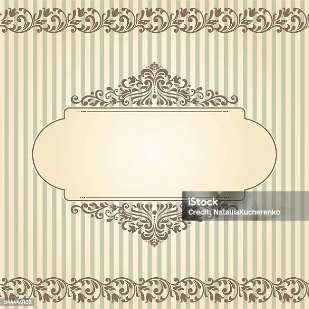 Vintage Template With Pattern And Ornate Borders向量圖形及更多傳單圖片 傳單 包裝品