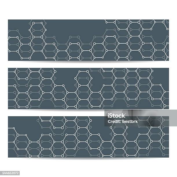 Modern Science Banners Molecule Structure Of Dna And Neurons Stock