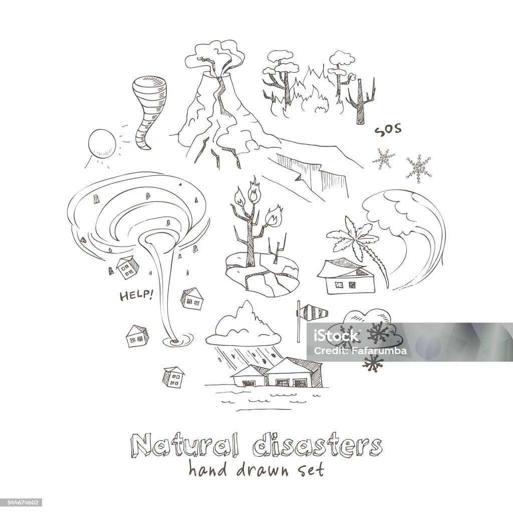 Set Of Doodle Sketch Natural Disasters Stock Illustration - Download ... Set Of Doodle Sketch Natural Disasters Stock Illustration - Download ...