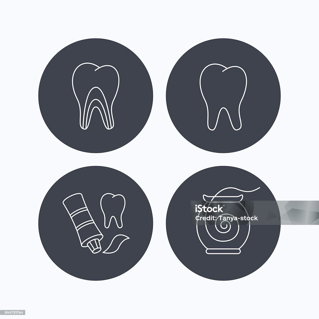 Gigi Tubules Dentinal Dan Ikon Benang Gigi Ilustrasi Stok Unduh