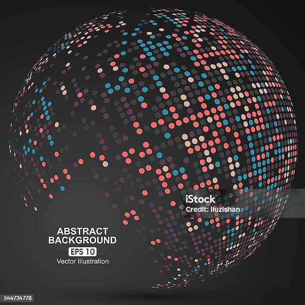 Dots Colorful Threedimensional Map Of The World Abstract Graphics向量圖形及更