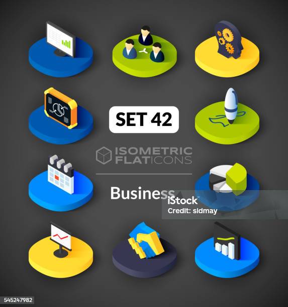 Isometric Flat Icons Set 42向量圖形及更多握手圖片 握手 圖示 立體 Istock