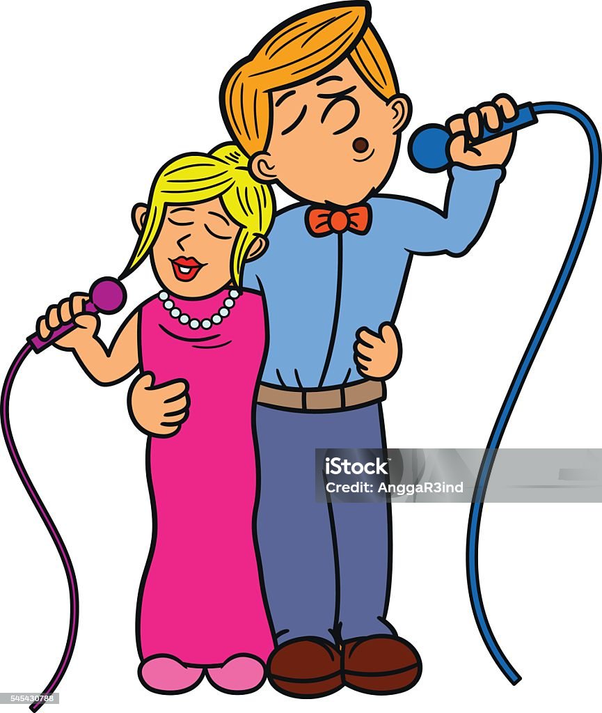 Couple Duet Singer Cartoon Illustration Stock Illustration Download
