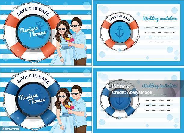Carte Dinvitation De Mariage Avec Un Dessin Animé De Couple Jouant À