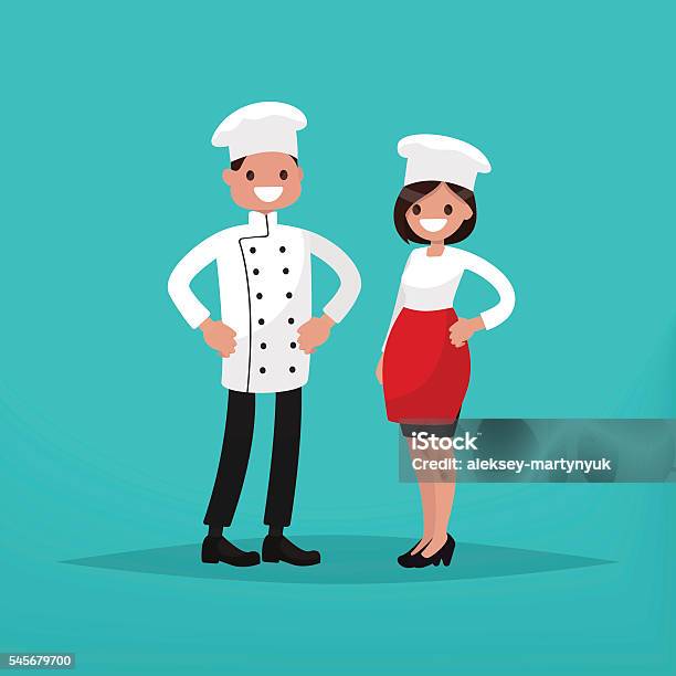 Chef Man And Woman Cook Vector Illustration Stock Illustration