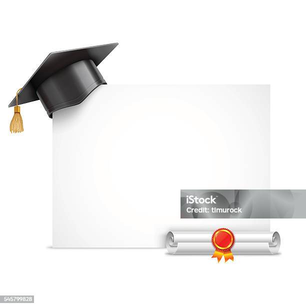 Graduation Cap And Diploma Scroll向量圖形及更多四方帽圖片 四方帽 紙捲軸 帽子 Istock