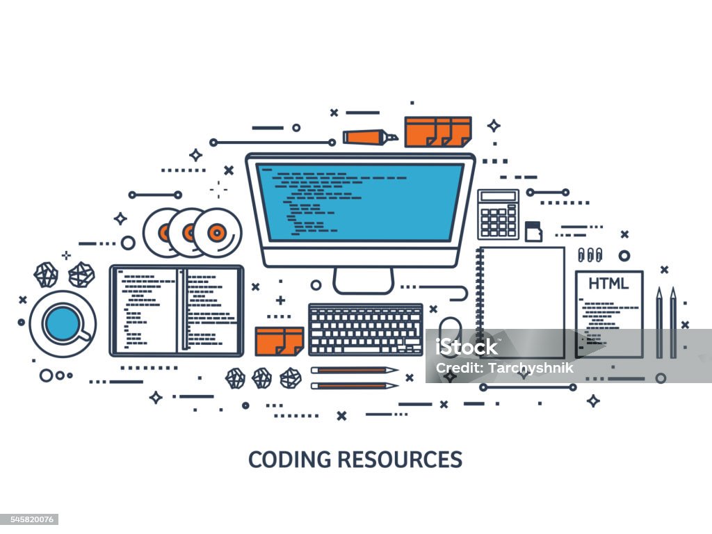Programmingcoding Flat Computing Background Code Hardwaresoftware Web Development Stock