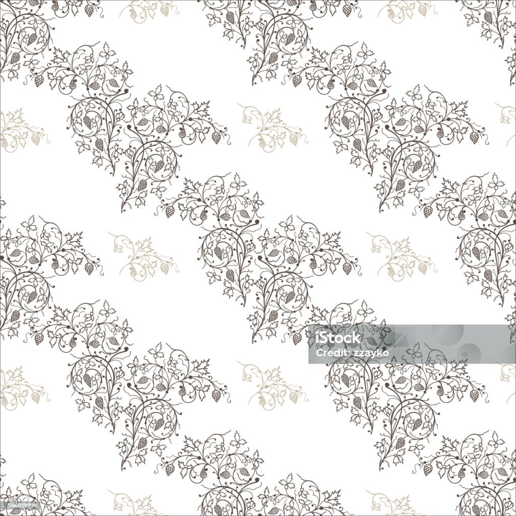 Hand Drawing Decorative Floral And Herbs Silhouette Seamless Pattern
