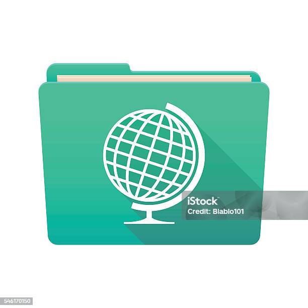 Folder Icon With A World Globe向量圖形及更多地球儀 導航儀器圖片 地球儀 導航儀器 影 插圖
