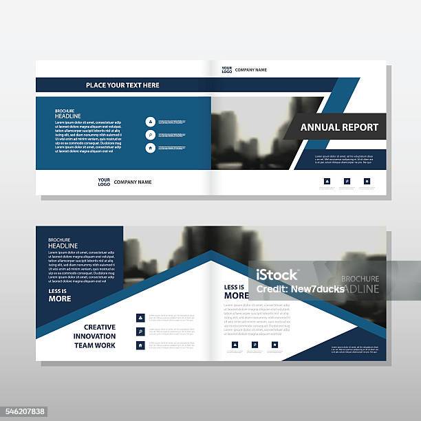 Biru Segitiga Vector Laporan Tahunan Leaflet Brochure Flyer Desain
