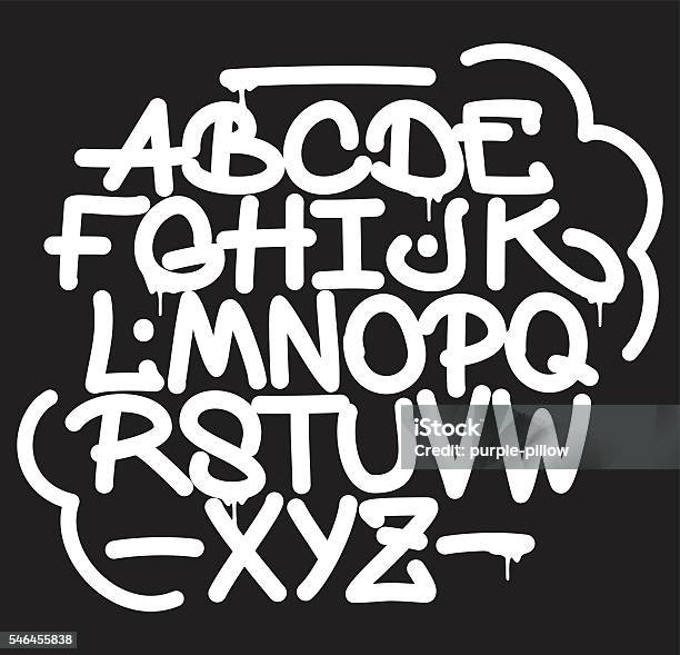 Hand Written Graffiti Font Alphabet Vector Stock Illustration