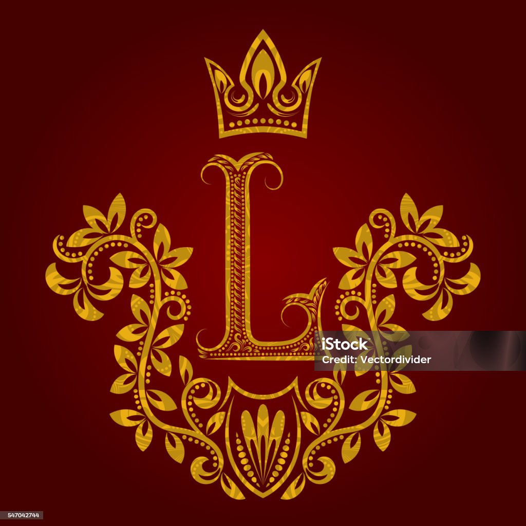 Patterned Golden Letter L Monogram In Vintage Style Stock Illustration Download Image Now Istock