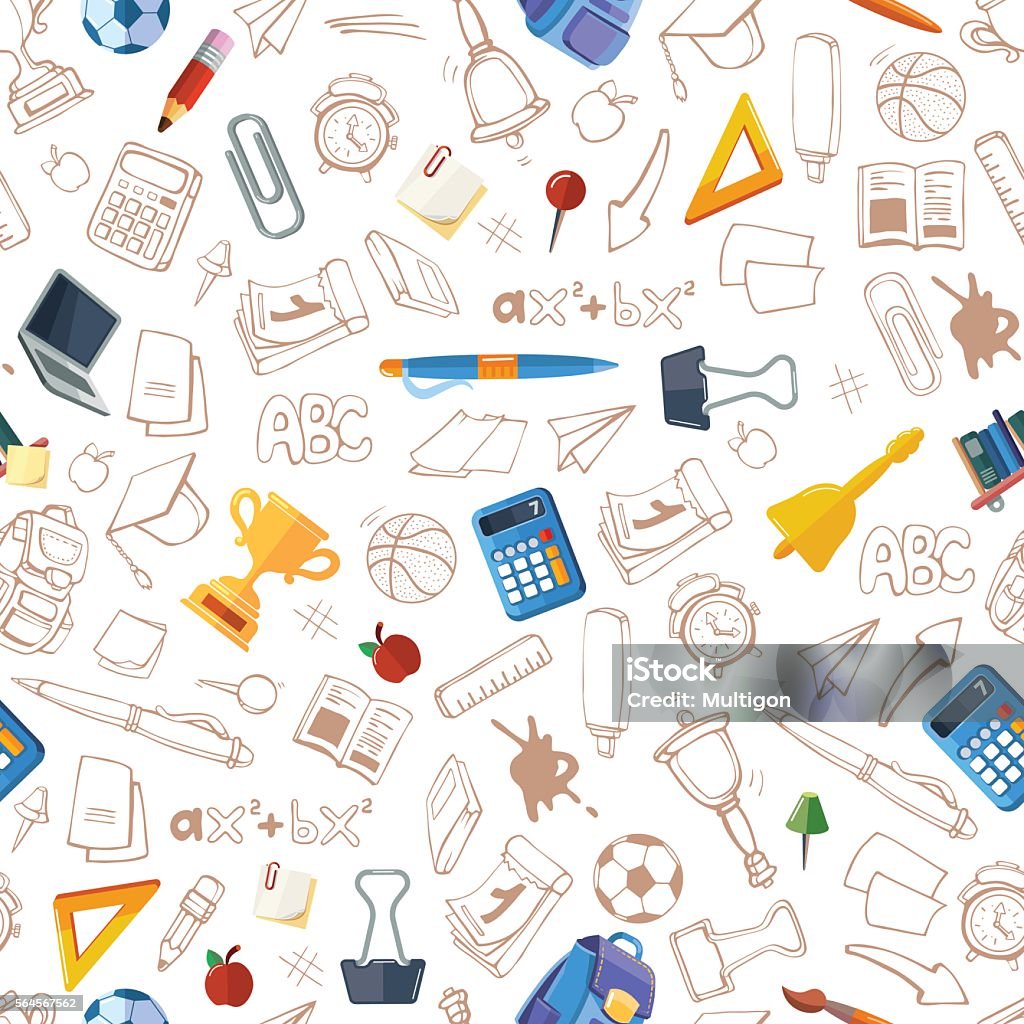 Back To School 연속무늬 개념에 대한 스톡 벡터 아트 및 기타 이미지 개념 개념과 주제 곧은 Istock