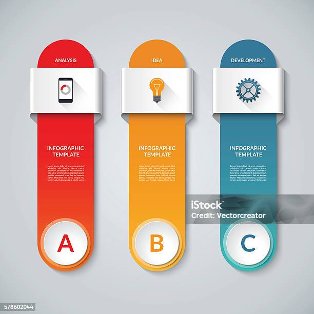 Infographic Template With 3 Options Steps Parts Circles Vertical Bars
