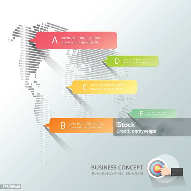 Abstract 3d World Map Infographic 5 Options Business Concept