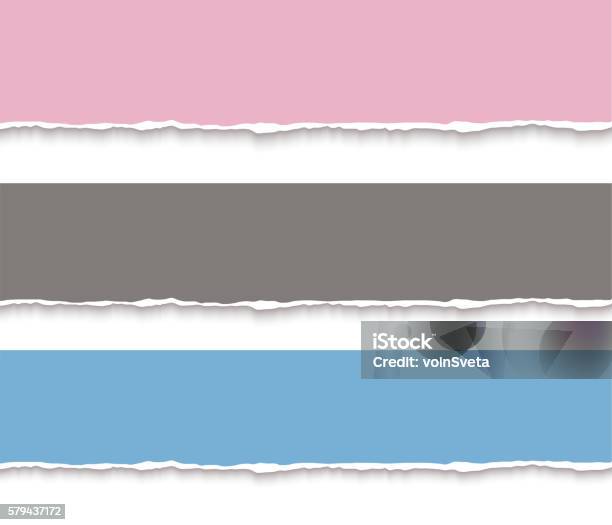 Torn Paper Blank Banners Vector Realistic Illustration Stock