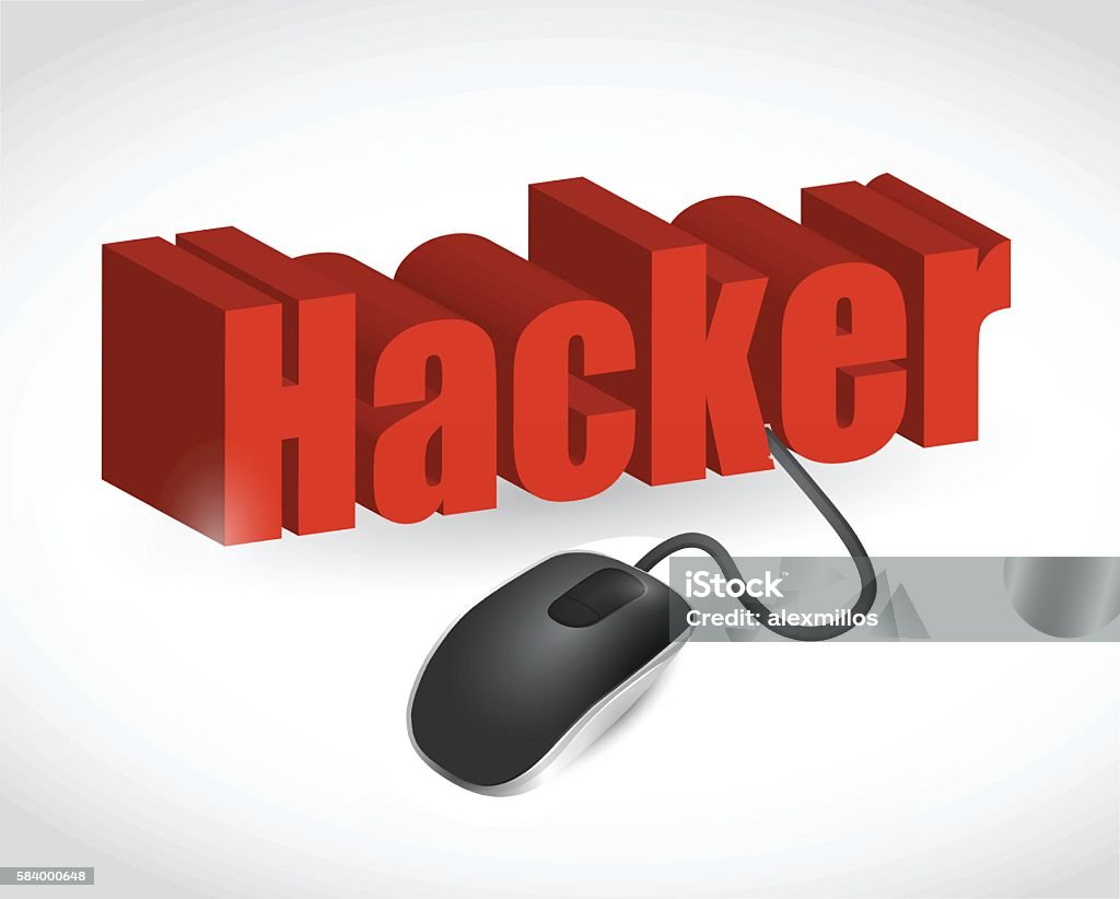 Hacker Sign And Mouse Illustration Design Over White Stock Illustration