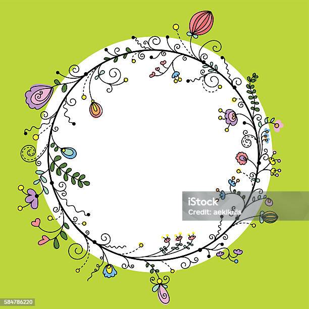 Black Border And Color Flower On Circle Frame向量圖形及更多一朵花圖片 一朵花 冰之結晶