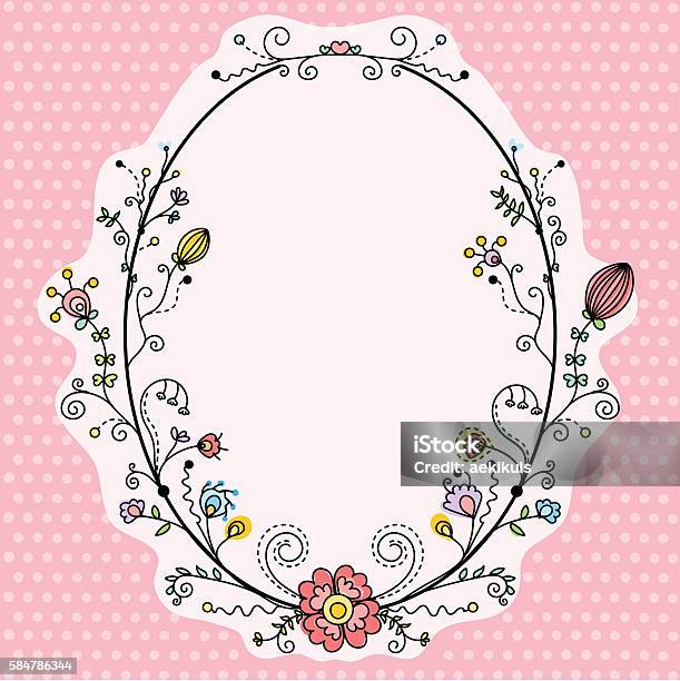 Black Border And Color Flower On Circle Frame向量圖形及更多一朵花圖片 一朵花 冰之結晶