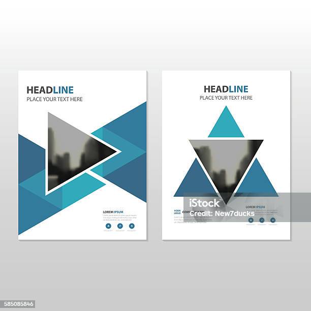 Biru Segitiga Vector Laporan Tahunan Leaflet Brochure Flyer Desain