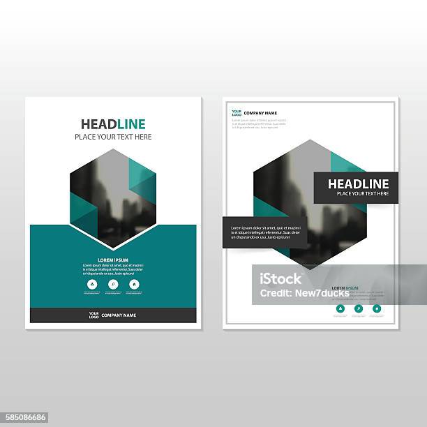 Green Hexagon Vector Laporan Tahunan Leaflet Brochure Flyer Desain