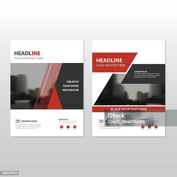 Laporan Tahunan Segitiga Merah Vektor Desain Templat Leaflet Brochure