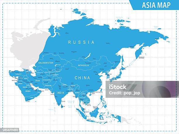 Asia Map Illustration向量圖形及更多世界地圖圖片 世界地圖 中國 亞洲 Istock