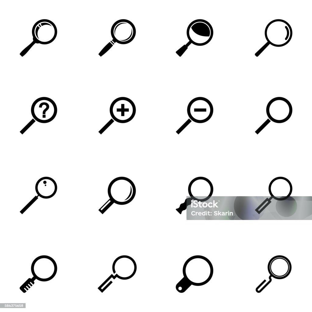 Vector Black Magnifying Glass Icons Set Stock Illustration Download