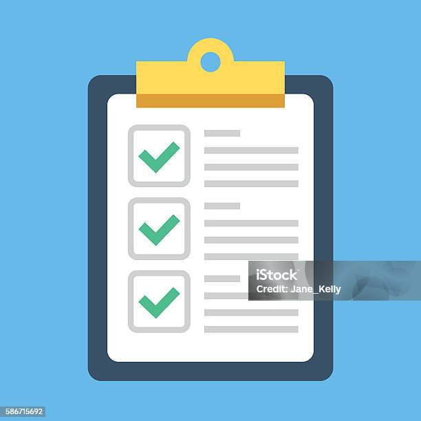 Clipboard And Check Marks Flat Style Design Vector Illustration向量圖形及更多