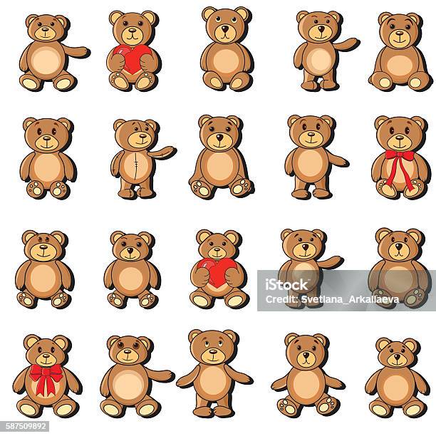 Eps 벡터의 컬렉션 곰 갈색에 대한 스톡 벡터 아트 및 기타 이미지 갈색 다중 색상 단일 객체 Istock