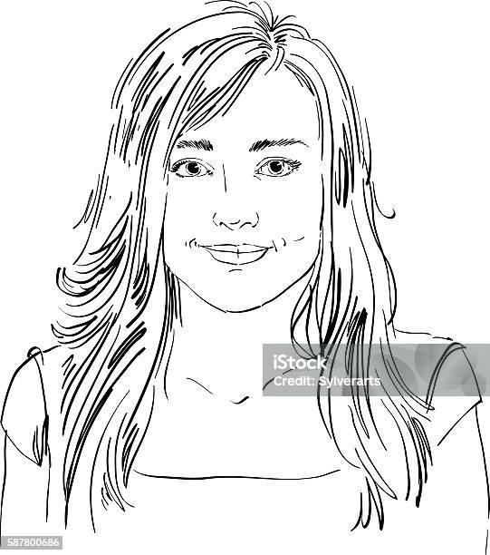 Graphic Vector Handdrawn Illustration Of Attractive Woman向量圖形及更多一個人圖片