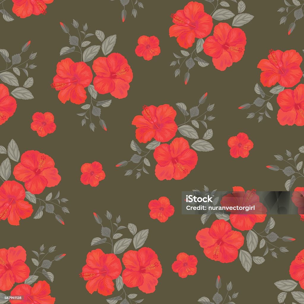 Hibiscus Flower Seamless Pattern Stock Illustration Download Image