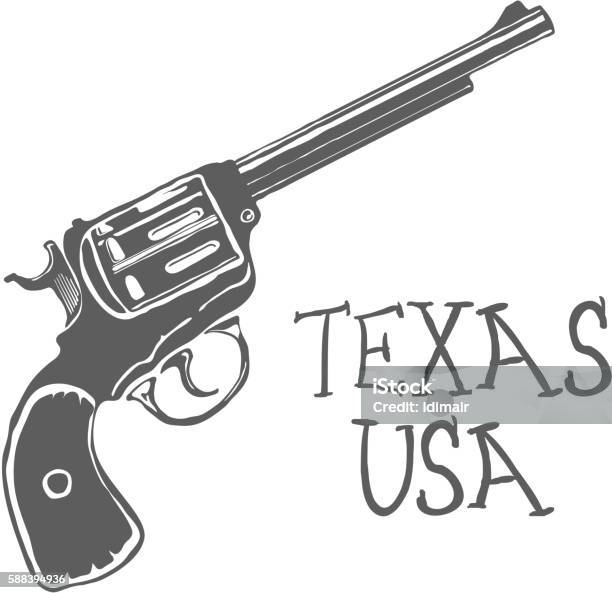 Revolver Gun Isolated On White Background Vector向量圖形及更多9mm 手槍圖片 9mm