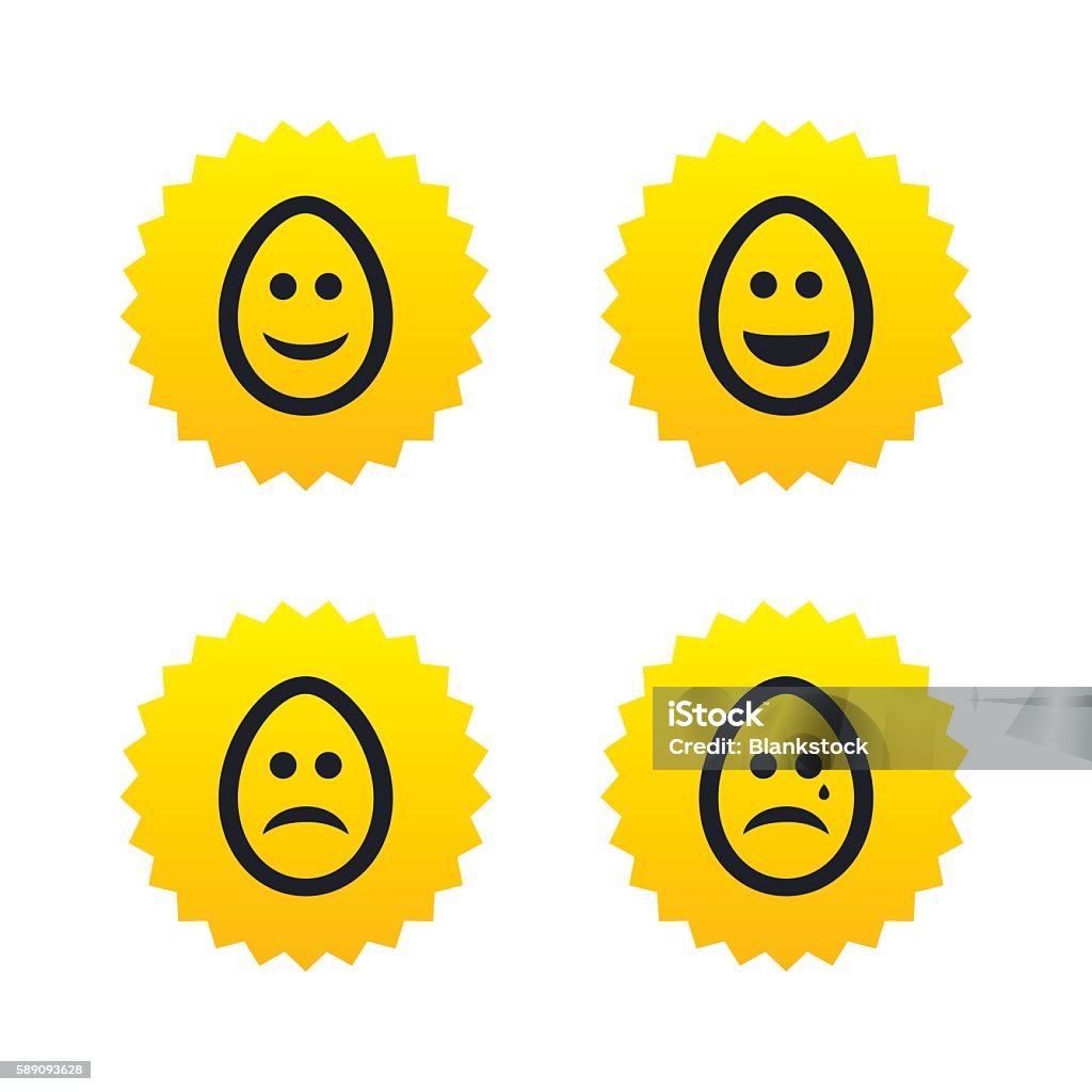 Eggs Happy And Sad Faces Signs Easter Icons Stock Illustration
