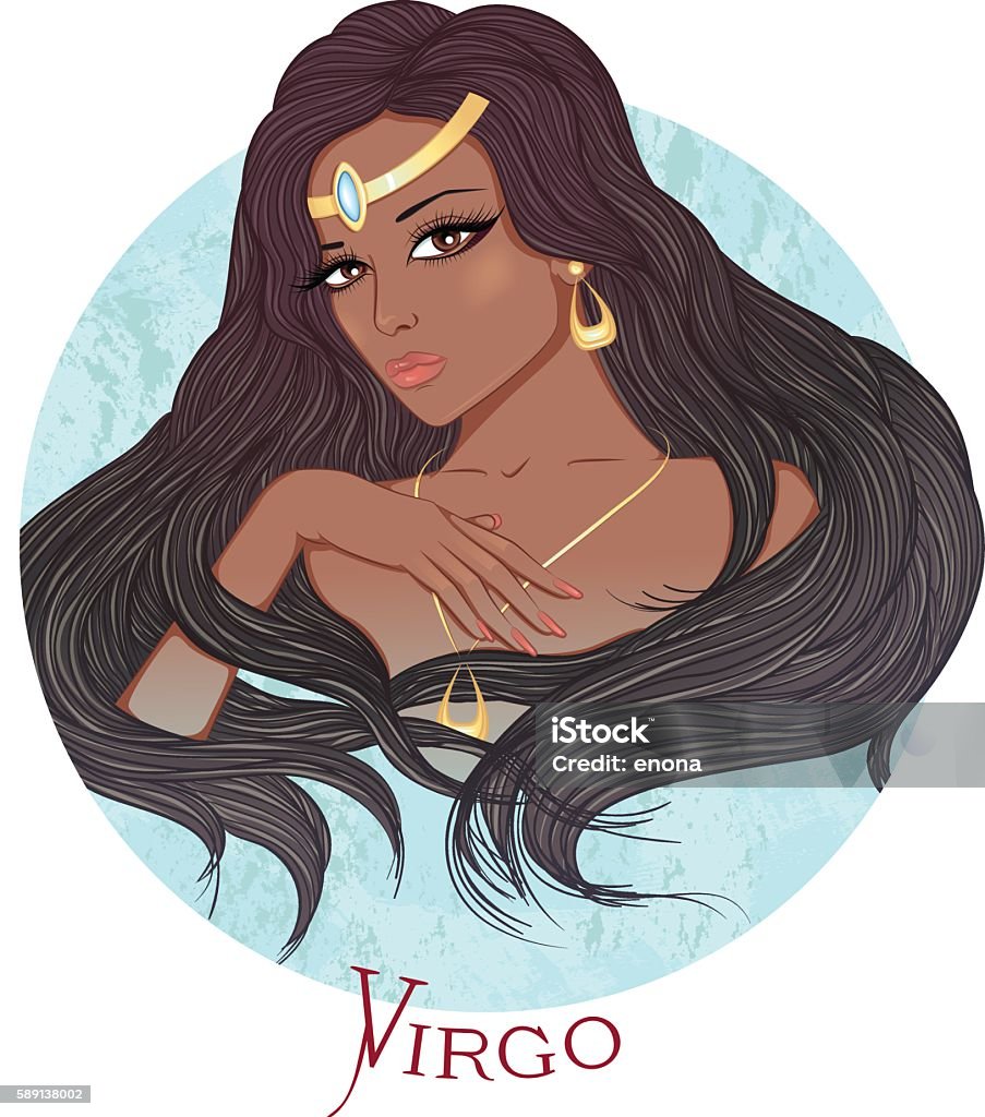 Astrological Sign Of Virgo As A Beautiful African American Girl Stock