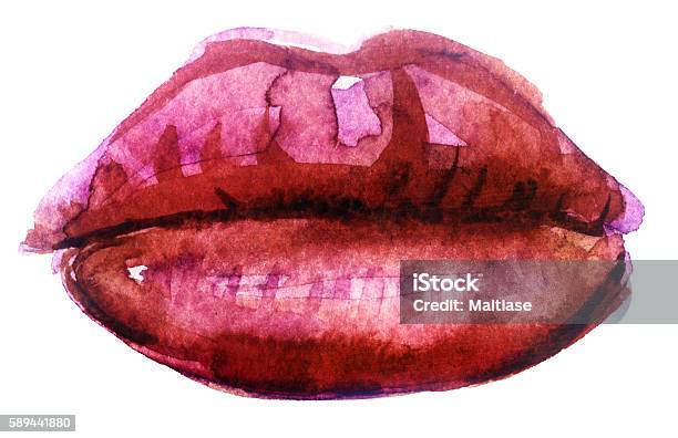 Watercolor Sketch Of Lips On White Background向量圖形及更多人的嘴唇圖片 人的嘴唇 人 人