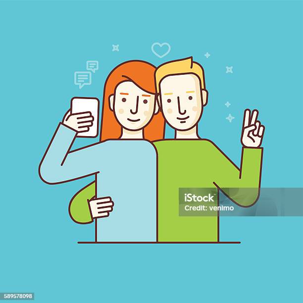 Ilustrasi Vektor Dalam Gaya Linear Datar Internet Atau Video Ilustrasi