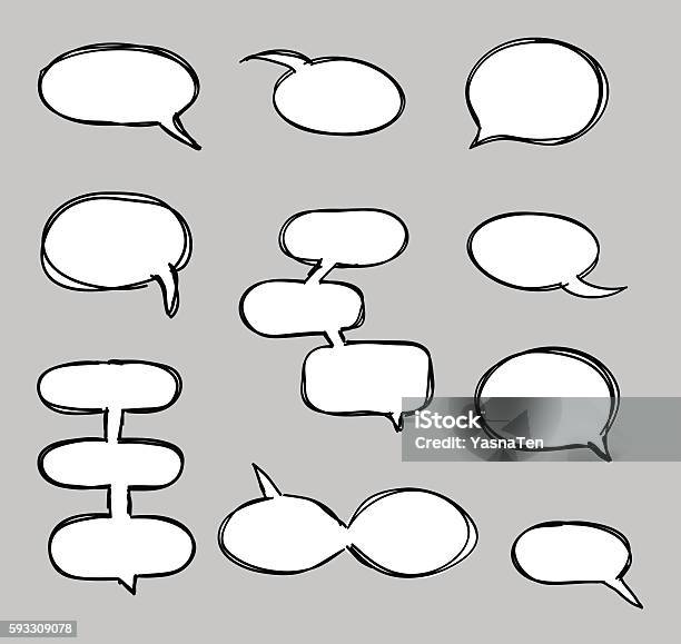 Handdrawn Vector Speech Bubbles Sketchy Doodle Set向量圖形及更多仔細考慮圖片 Istock